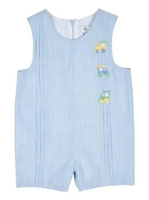 FLORENCE EISEMAN Shortall With Appliqué Trains - Lt Blue