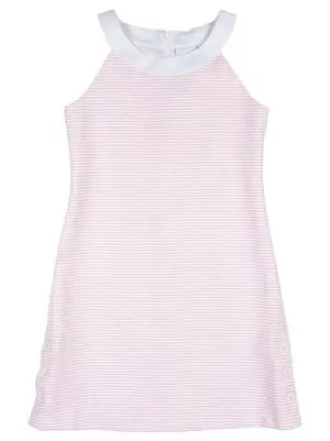 FLORENCE EISEMAN Stripe Pique Dress With Buttons - Pink/white