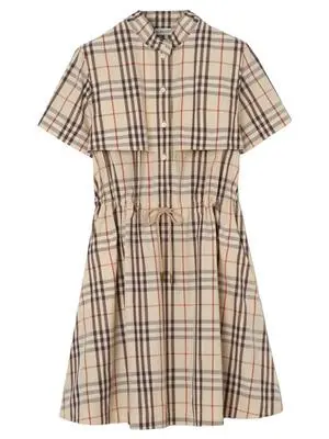 Burberry Check Cotton Dress - Almond Beige