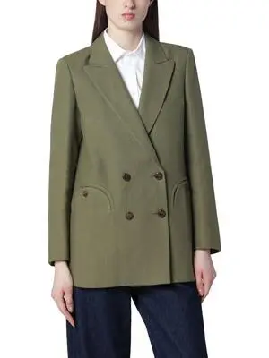 BLAZÉ MILANO Double-Breasted Linen Jacket Green