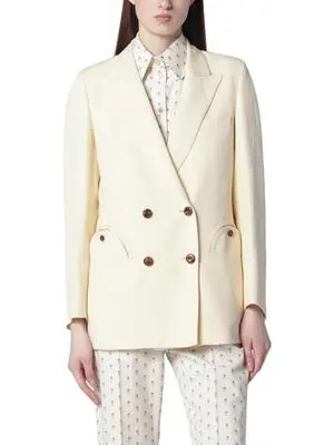 BLAZÉ MILANO Linen And Silk Double-breasted Jacket - White