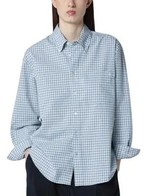 DUNST Oversized Check Shirt - Blue
