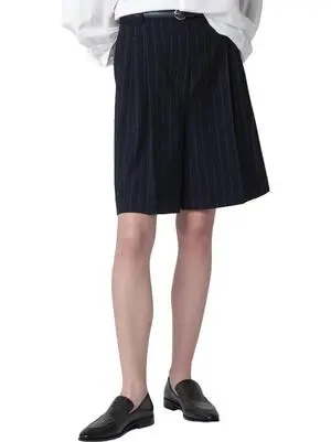 Max Mara Pinstripe Wool Bermuda Shorts - Blue