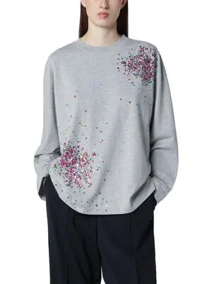 Dries Van Noten Sweater With Multicolour Embellishments Grey