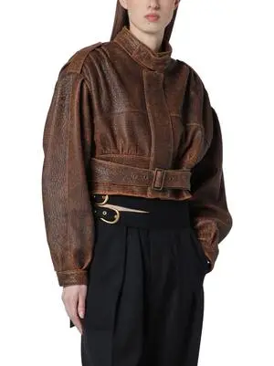 Chloé Belted Lambskin Jacket - Brown