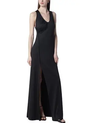 Victoria Beckham Long Jersey Dress With Slit - Black
