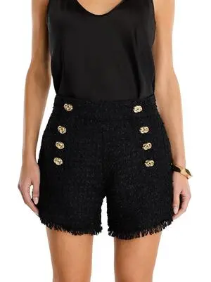 THE NOLI SHOP The Noli Shop Tamara Tweed Button Shorts Black