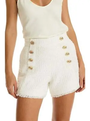 THE NOLI SHOP The Noli Shop Tamara Tweed Button Shorts White