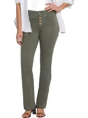 NYDJ Barbara Bootcut Jeans With Frayed Hem - Desert Green