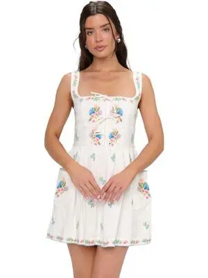 Show Me Your Mumu Demi Mini Dress - Wild Meadow Embroidery