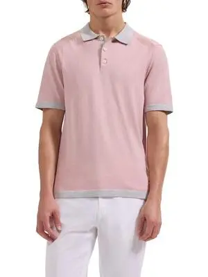 Bugatchi Cotton Blend Polo Sweater - Dusty Pink