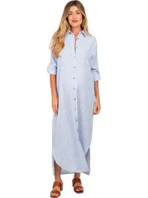 PINKBLUSH Striped Button Down Maxi Dress