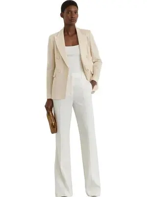 REISS Quinn Wide-leg Seam-detail Trousers - Ivory