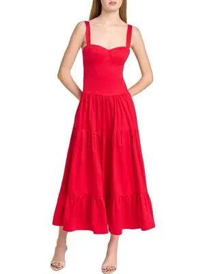 WAYF Melinda Sweetheart Neck Midi Dress