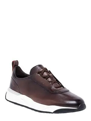Santoni Leather Lace-Up Sneaker Dark Brown
