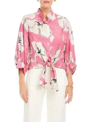 Fifteen Twenty Sawyer Tie Front Top - Floral Print