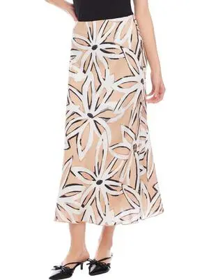 Fifteen Twenty Eva Starflower Print Bias-cut Ankle Skirt - Beige Floral Print