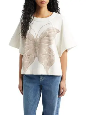 Free People Dahlia Butterfly Graphic T-shirt - Tofu Combo