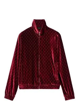 Gucci GG Stretch Velvet Devoré Zipped Jacket Bordeaux