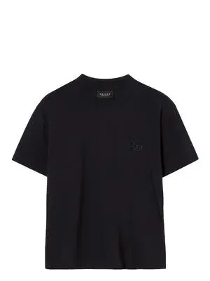 Gucci Rayon Jersey T-shirt With Double G Embroidery - Black