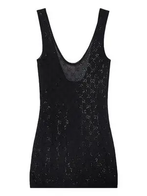 Gucci Gg Crystal Embroidered Mini Dress - Black