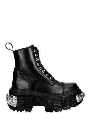 NEW ROCK Lace-up Platform Boots - Black
