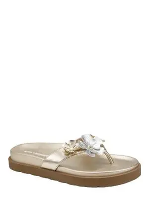 Karl Lagerfeld Paris Hayze Fleur Flip Flop - White Gold
