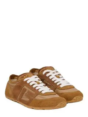 Balmain Racer Suede And Nylon Trainers - Brown