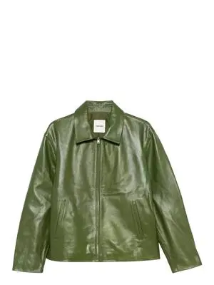 Sandro Zip-front Leather Jacket - Green