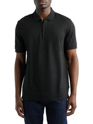 BOSS Paras Piqué Zip Polo Black