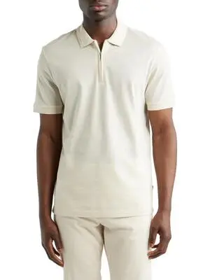 BOSS Paras Piqué Zip Polo Open White
