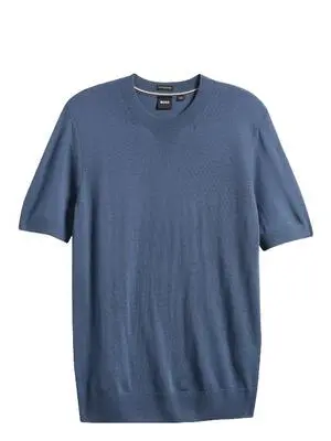 BOSS Umauro Wool Knit T-shirt - Open Blue