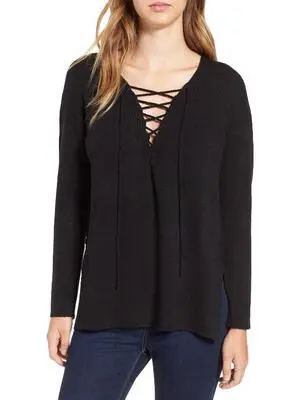 Astr The Label Lace-up Relaxed Sweater - Black