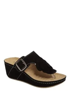 DAVID TATE Platform Wedge Sandal - Black Suede