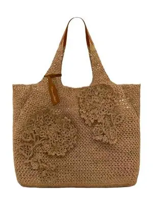 Oscar De La Renta Floral-appliqué Shoulder Bag - Brown