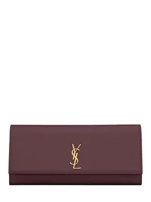Saint Laurent Kate Clutch In Grain De Poudre Leather - Rouge Cabernet