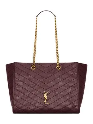 Saint Laurent Niki Shopping Bag In Vintage Leather - Rouge Cabernet