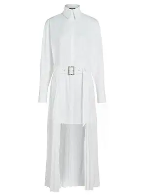 Karl Lagerfeld Pleated Belted Shirt Dress - White