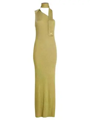 Karl Lagerfeld Metallic Knit Maxi Dress - Gold