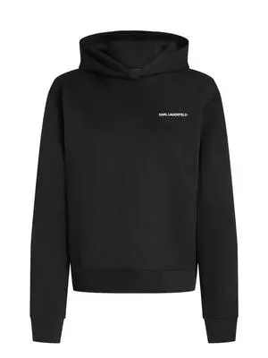 Karl Lagerfeld Hooded Long-sleeves Logo Hoodie - Black