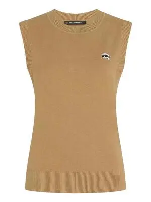 Karl Lagerfeld Logo Appliqué Vest - Neutrals