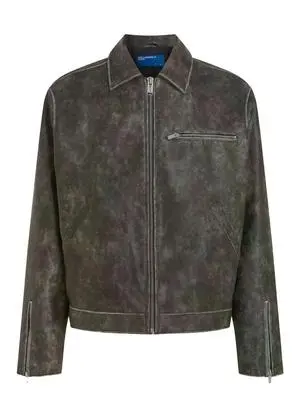 Karl Lagerfeld Washed-effect Zip-front Jacket - Grey