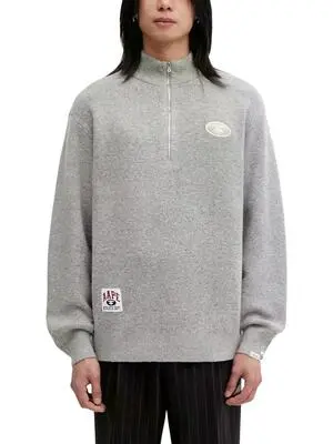 AAPE BY *A BATHING APE® Moonface Half-zip Knit Sweater - Grey
