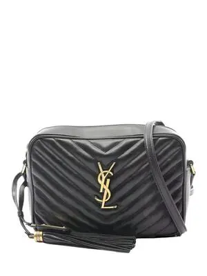 Saint Laurent 2010s Lou Chevron Leather Shoulder Bag - Black