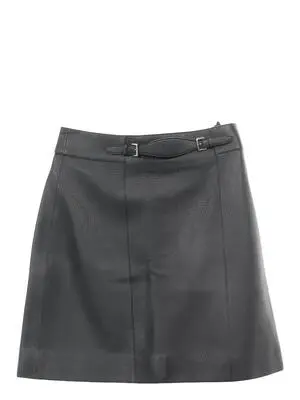 Hermès 2010s A-line Leather Skirt - Black