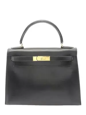 Hermès 1996 Leather Handbag With Gold-tone Hardware - Black
