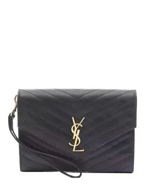 Saint Laurent Logo-plaque Clutch Bag - Black