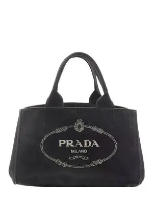 Prada 2000s Canapa Canvas Tote Bag - Black
