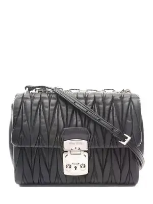 Miu Miu 2010s Matelassé Leather Shoulder Bag - Black