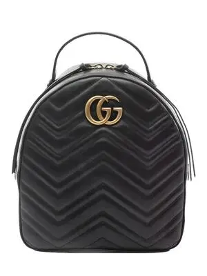 Gucci Gg Marmont Chevron-pattern Backpack - Black